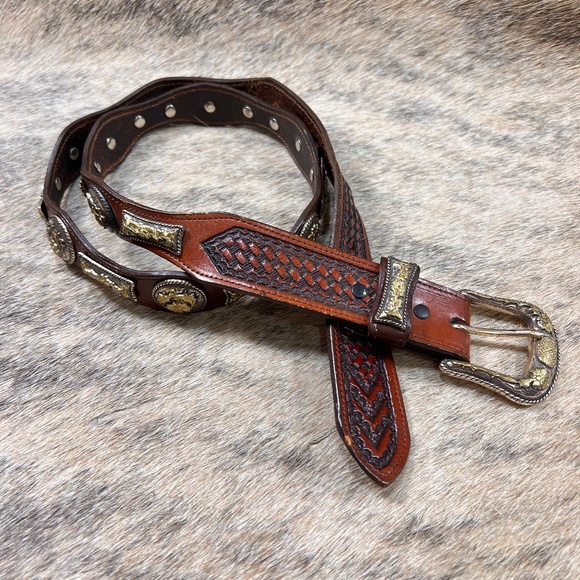 Nocona | Accessories | Fancy Western Leather Concho Belt | Poshmark